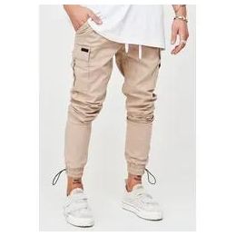 Cargohose BEHYPE "YONAH", Herren, Gr. 31, Länge 32, beige, 97% Baumwolle, 3% Elasthan, casual, Hosen, mit elastischem Bund