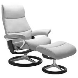 Relaxsessel stressless "View" Sessel Gr. ROHLEDER Stoff Q2 FARON, Cross Base Schwarz, Relaxfunktion-Drehfunktion-PlusTMSystem-Gleitsystem-BalanceAdaptTM, B/H/T: 78cm x 108cm x 78cm, grau (light grey q2 faron) mit Signature Base, Größe S,Gestell Schwarz