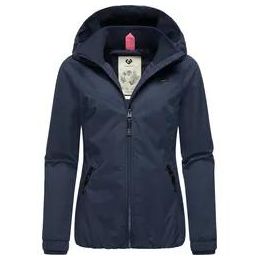 Outdoorjacke Ragwear "Dizzie" Gr. XS (34), blau (jeans) Damen Jacken stylische Übergangsjacke mit großer Kapuze