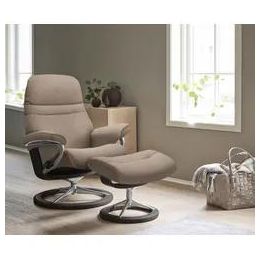 Relaxsessel stressless "Sunrise" Sessel Gr. ROHLEDER Stoff Q2 FARON, Relaxfunktion-Drehfunktion-PlusTMSystem-Gleitsystem-BalanceAdaptTM, B/H/T: 92cm x 105cm x 80cm, beige (beige q2 faron) mit Signature Base, Größe L, Gestell Wenge