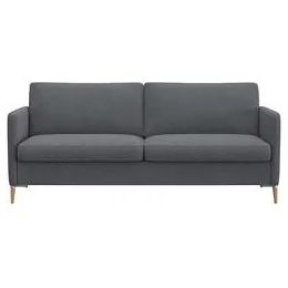 2,5-Sitzer FLEXLUX "Fiore, super bequem durch Kaltschaum im Sitz" Sofas Gr. B/H/T: 181cm x 85cm x 92cm, Lederoptik, grau (elephant gre) schmale Armlehnen, Füße Alu+ Eiche