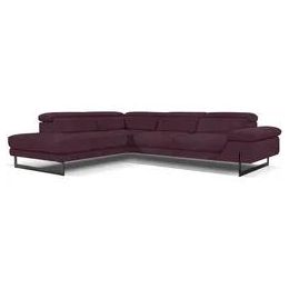 Ecksofa Egoitaliano "Queenie, extravagantes Sofa mit erstklassigem Sitzkomfort" Sofas Gr. B/H/T: 284cm x 95cm x 108cm, Luxus-Microfaser BLUSH, Ottomane links, lila (plum) mit verstellbarer Armlehne und Kopfteilen für Wohlfühlkomfort