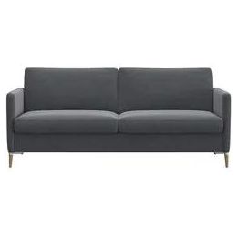 2,5-Sitzer FLEXLUX "Fiore, super bequem durch Kaltschaum im Sitz" Sofas Gr. B/H/T: 181cm x 85cm x 92cm, Velvet, grau (soft grau) schmale Armlehnen, Füße Alu+ Eiche