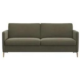 2,5-Sitzer FLEXLUX "Fiore, super bequem durch Kaltschaum im Sitz" Sofas Gr. B/H/T: 181cm x 85cm x 92cm, Struktur, grün (moss grün) schmale Armlehnen, Füße Alu+ Eiche