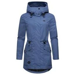 Parka Ragwear "Alysa" Gr. L (40), blau (indigo) Damen Jacken stylische Übergangsjacke mit Taillenzugband