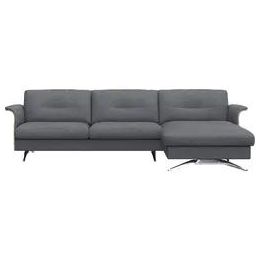 Ecksofa FLEXLUX "Glow bequem und komfortabel durch hochwertigen Sitzaufbau, L-Form" Sofas Gr. B/H/T: 273cm x 81cm x 158cm, Bouclé, Chaiselongue rechts, blau (navy blau) Modernes skandinavisches Design