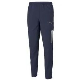 Trainingshose Puma "TEAMLIGA SIDELINE PANTS" Gr. L, N-Gr, blau (peacoat, Puma schwarz, Puma weiß), Herren, Obermaterial: 100% Polyester, unifarben, Hosen