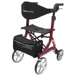 Rollator BESCOMEDICAL "Spring Large", rot (bordeaux), RollatorenB:59,5cm H:91,5cm T:71cm, Größe L (Sitzhöhe 60cm), höhenverstellbare Griffe, B:59,5cm H:91,5cm T:71cm