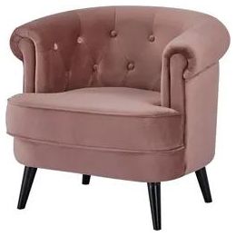 Sessel Home Affaire "LIENZ traumhafter Loungesessel in Chesterfield-Optik" Gr. Samtvelours, B/H/T: 80cm x 72cm x 74cm, rosa (altrosa) Sessel für Wohnzimmer in softem Samtvelours