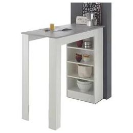 Bartisch Stolkom "Mojito, TOPSELLER", grau (beton, weiß, weiß, beton), H:103cm, Tische, Bartisch mit Regal beidseitig montierbar