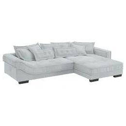 Ecksofa Inosign "Diwan II DuraFlex" Sofas Gr. B/H/T: 334cm x 67cm x 207cm, Microfaser, mega-Recamiere rechts, grau (novaclean avanti 3 silver) DuraFlex-Kaltschaumpolsterung, bis 140 kg, 4 Bezugsqualitäten