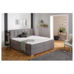 Boxbett Home Affaire "Olivet" Komplettbetten Gr. Struktur (100% Polyester), Liegefläche B/L: 180cm x 220cm, Gewicht bis: 120 kg H4, Tonnentaschen-Federkernmatratze, grau in 4 Farben, Breiten, 2 Matratzenarten, auch Überlänge 220 cm