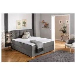 Boxbett Home Affaire "Olivet" Komplettbetten Gr. Struktur (100% Polyester), Liegefläche B/L: 160cm x 200cm, Gewicht bis: 120 kg H4, Tonnentaschen-Federkernmatratze, grau in 4 Farben, Breiten, 2 Matratzenarten, auch Überlänge 220 cm