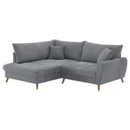 Ecksofa Home Affaire "Blackburn II, L-Form" Sofas Gr. B/H/T: 230cm x 71cm x 190cm, Microfaser, Ottomane links, grau (novaclean avanti 1 stone) Mit Kaltschaumpolsterung bis 140 kg belastbar