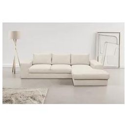 Ecksofa WERK2 "Rozzana" Sofas Gr. B/H/T: 280cm x 86cm x 190cm, Plüsch 16490, Ottomane rechts, beige (natur) Design Ecksofa mit hohem Komfort in trendig-weichem Cord & Breitcord