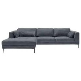 Ecksofa Trendmanufaktur "Luzi, wahlweise mit Schlaffunktion und Bettkasten bestellbar, L-Form" Sofas Gr. B/H/T: 280cm x 80cm x 168cm, Recamiere links, ohne Schlaffunktion und ohne Bettkasten, blau (moonlight ocean) Designsofa mit tollem Sitzkomfort, Metallfüße schwarz, Breite 280 cm