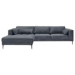 Ecksofa Trendmanufaktur "Luzi, wahlweise mit Schlaffunktion und Bettkasten bestellbar, L-Form" Sofas Gr. B/H/T: 280cm x 80cm x 168cm, Recamiere links, mit Schlaffunktion und mit Bettkasten, blau (moonlight ocean) Designsofa mit tollem Sitzkomfort, Metallfüße schwarz, Breite 280 cm