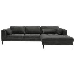 Ecksofa Trendmanufaktur "Luzi, wahlweise mit Schlaffunktion und Bettkasten bestellbar, L-Form" Sofas Gr. B/H/T: 280cm x 80cm x 168cm, Recamiere rechts, ohne Schlaffunktion und ohne Bettkasten, grau (eiffel tower) Designsofa mit tollem Sitzkomfort, Metallfüße schwarz, Breite 280 cm