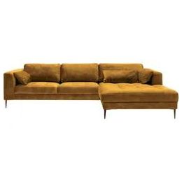 Ecksofa Trendmanufaktur "Luzi, wahlweise mit Schlaffunktion und Bettkasten bestellbar, L-Form" Sofas Gr. B/H/T: 280cm x 80cm x 168cm, Recamiere rechts, ohne Schlaffunktion und ohne Bettkasten, orange (golden orange) Designsofa mit tollem Sitzkomfort, Metallfüße schwarz, Breite 280 cm