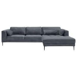 Ecksofa Trendmanufaktur "Luzi, wahlweise mit Schlaffunktion und Bettkasten bestellbar, L-Form" Sofas Gr. B/H/T: 280cm x 80cm x 168cm, Recamiere rechts, mit Schlaffunktion und mit Bettkasten, blau (moonlight ocean) Designsofa mit tollem Sitzkomfort, Metallfüße schwarz, Breite 280 cm