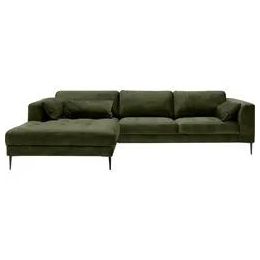 Ecksofa Trendmanufaktur "Luzi, wahlweise mit Schlaffunktion und Bettkasten bestellbar, L-Form" Sofas Gr. B/H/T: 280cm x 80cm x 168cm, Recamiere links, ohne Schlaffunktion und ohne Bettkasten, grün (rain forest) Designsofa mit tollem Sitzkomfort, Metallfüße schwarz, Breite 280 cm