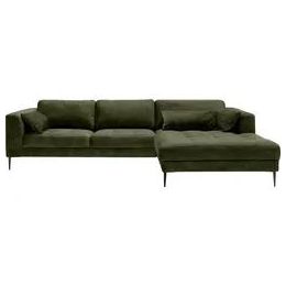 Ecksofa Trendmanufaktur "Luzi, wahlweise mit Schlaffunktion und Bettkasten bestellbar, L-Form" Sofas Gr. B/H/T: 280cm x 80cm x 168cm, Recamiere rechts, ohne Schlaffunktion und ohne Bettkasten, grün (rain forest) Designsofa mit tollem Sitzkomfort, Metallfüße schwarz, Breite 280 cm