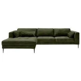 Ecksofa Trendmanufaktur "Luzi, wahlweise mit Schlaffunktion und Bettkasten bestellbar, L-Form" Sofas Gr. B/H/T: 280cm x 80cm x 168cm, Recamiere links, mit Schlaffunktion und mit Bettkasten, grün (rain forest) Designsofa mit tollem Sitzkomfort, Metallfüße schwarz, Breite 280 cm