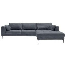 Ecksofa Trendmanufaktur "Luzi, wahlweise mit Schlaffunktion und Bettkasten bestellbar, L-Form" Sofas Gr. B/H/T: 280cm x 80cm x 168cm, Recamiere rechts, ohne Schlaffunktion und ohne Bettkasten, blau (moonlight ocean) Designsofa mit tollem Sitzkomfort, Metallfüße schwarz, Breite 280 cm