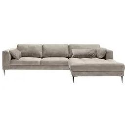 Ecksofa Trendmanufaktur "Luzi, wahlweise mit Schlaffunktion und Bettkasten bestellbar, L-Form" Sofas Gr. B/H/T: 280cm x 80cm x 168cm, Recamiere rechts, mit Schlaffunktion und mit Bettkasten, grau (cloud gray) Designsofa mit tollem Sitzkomfort, Metallfüße schwarz, Breite 280 cm