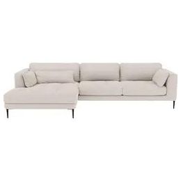 Ecksofa Trendmanufaktur "Luzi, wahlweise mit Schlaffunktion und Bettkasten bestellbar, L-Form" Sofas Gr. B/H/T: 280cm x 80cm x 168cm, Recamiere links, ohne Schlaffunktion und ohne Bettkasten, beige Designsofa mit tollem Sitzkomfort, Metallfüße schwarz, Breite 280 cm