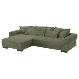 Ecksofa Inosign "Diwan II, L-Form" Sofas Gr. B/H/T: 334cm x 67cm x 207cm, Cord, mega-Recamiere links, grün (stripes 8641 green) Wahlweise mit Kaltschaumpolsterung bis 140 kg belastbar