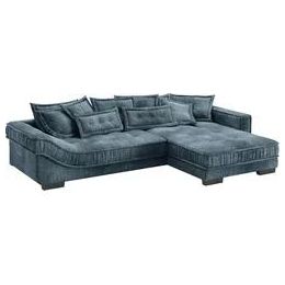 Ecksofa Inosign "Diwan II DuraFlex" Sofas Gr. B/H/T: 334cm x 67cm x 207cm, Velours, mega-Recamiere rechts, blau (dolce 13 ocean) DuraFlex-Kaltschaumpolsterung, bis 140 kg, 4 Bezugsqualitäten