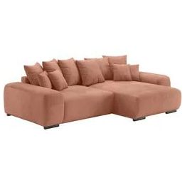 Ecksofa Home Affaire "Sundance" Sofas Gr. B/H/T: 318cm x 92cm x 188cm, Microfaser 2, Recamiere rechts, braun (novaclean avanti 9 ginger) Dauerschläfer mit EasyBett-Schlaffunktion, Bettkasten und Topper