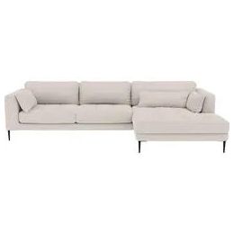 Ecksofa Trendmanufaktur "Luzi, wahlweise mit Schlaffunktion und Bettkasten bestellbar, L-Form" Sofas Gr. B/H/T: 280cm x 80cm x 168cm, Recamiere rechts, mit Schlaffunktion und mit Bettkasten, beige Designsofa mit tollem Sitzkomfort, Metallfüße schwarz, Breite 280 cm