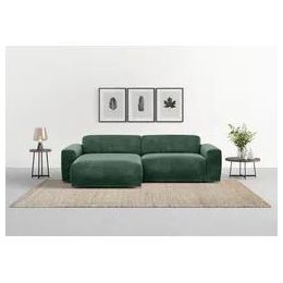 Ecksofa Trendmanufaktur "Braga, mit hochwertigem Kaltschaum, L-Form, in Cord erhältlich" Sofas Gr. B/H/T: 255cm x 72cm x 160cm, Breitcord RIBBON, Recamiere links, grün (winter moss) modernes Sofa, Couch mit hohem Sitzkomfort, 25572160 cm (BHT)