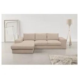 Ecksofa WERK2 "Rozzana" Sofas Gr. B/H/T: 280cm x 86cm x 190cm, Plüsch 16490, Ottomane links, beige Design Ecksofa mit hohem Komfort in trendig-weichem Cord & Breitcord