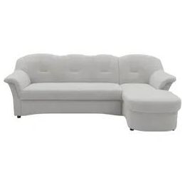 Ecksofa DOMO collection "Flores Schlafsofa, B/T/H: 233/142/86 cm, L-Form" Sofas Gr. B/H/T: 231cm x 84cm x 142cm, Luxus-Microfaser, Recamiere rechts, ohne Funktion-ohne Federkern, silberfarben (silber) wahlweise mit Bettfunktion, Federkern, auch in Leder