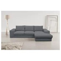 Ecksofa WERK2 "Rozzana" Sofas Gr. B/H/T: 280cm x 86cm x 190cm, Plüsch 16490, Ottomane rechts, grau Design Ecksofa mit hohem Komfort in trendig-weichem Cord & Breitcord