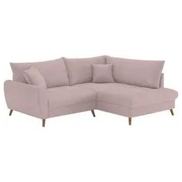 Ecksofa Home Affaire "Blackburn II, L-Form" Sofas Gr. B/H/T: 230cm x 71cm x 190cm, Cord, Ottomane rechts, rosa (stripes 8626 flamingo) Mit Kaltschaumpolsterung bis 140 kg belastbar