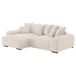 Ecksofa Home Affaire "Sundance II, L-Form" Sofas Gr. B/H/T: 318cm x 92cm x 188cm, Cord, Recamiere links, Ausführung Bettkasten / Bettfunktion / Topper, beige (stripes 8622 natur) mit DuraSpring-Taschenfederkern bis 140 kg belastbar