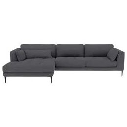 Ecksofa Trendmanufaktur "Luzi, wahlweise mit Schlaffunktion und Bettkasten bestellbar, L-Form" Sofas Gr. B/H/T: 280cm x 80cm x 168cm, Recamiere links, ohne Schlaffunktion und ohne Bettkasten, schwarz (graphite) Designsofa mit tollem Sitzkomfort, Metallfüße schwarz, Breite 280 cm