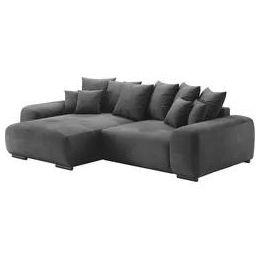 Ecksofa Home Affaire "Sundance" Sofas Gr. B/H/T: 318cm x 92cm x 188cm, Microfaser 1, Recamiere links, schwarz (memphis 17 black) Dauerschläfer mit EasyBett-Schlaffunktion, Bettkasten und Topper