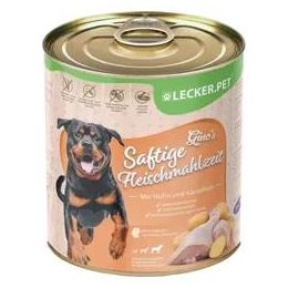 LYRA PET 6 x 800 g Lecker.Pet® Gino's Saftige Fleischmahlzeit mit Huhn & Kartoffeln Hundefutter Nassfutter