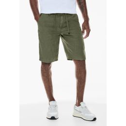 Shorts Street One MEN Gr. 33, Kurz, grün (herbal grün), Herren, Stoff, 100% Leinen, unifarben, Hosen, in Unifarbe