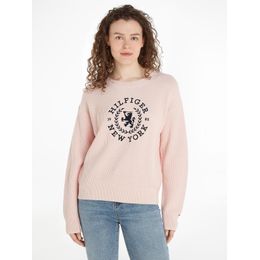 Rundhalspullover Tommy Hilfiger Gr. L (40), rosa (rose) Damen Pullover mit Tommy Hilfiger Markenlabel