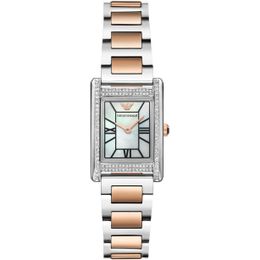 Quarzuhr Emporio Armani Armbanduhren rosegold (roségoldfarben, silberfarben) Damen Armbanduhr, Damenuhr, Edelstahlarmband, analog, Glassteine