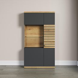 Highboard Inosign "Galway" Sideboards Gr. B/H/T: 80cm x 146cm x 37cm, schwarz (anth/eichenb) Vitrine, Breite 80 cm