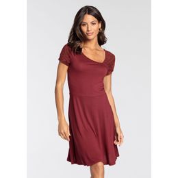 Jerseykleid Melrose Gr. 42, N-Gr, rot (rotbraun) Damen Kleider mit Spitzeneinsatz - NEUE KOLLEKTION