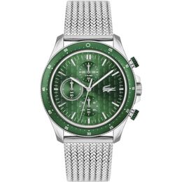 Chronograph Lacoste "NEO HERITAGE, 2011255" Armbanduhren grün (silberfarben) Herren Quarzuhr, Armbanduhr, Herrenuhr, Stoppfunktion, Edelstahlarmband