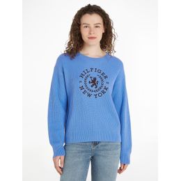 Rundhalspullover Tommy Hilfiger Gr. M (38), blau (hellblau) Damen Pullover mit Tommy Hilfiger Markenlabel